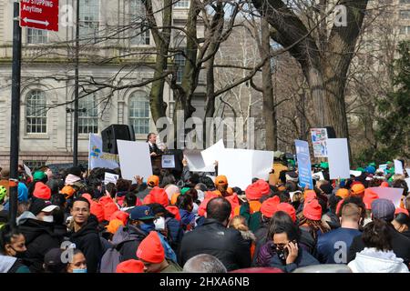 New York City Comptroller Brad Lander speaks at an election rally for ...