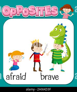 Opposite words with brave and afraid illustration Stock Vector Image ...