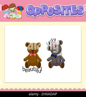 Opposite words for beautiful and ugly illustration Stock Vector Image ...