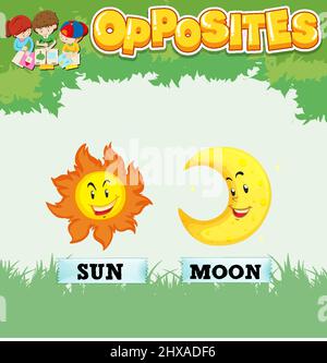 Opposite words for sun and moon illustration Stock Vector Image & Art ...