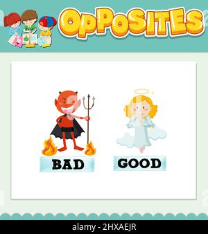 Opposite words for good and bad illustration Stock Vector Image & Art ...
