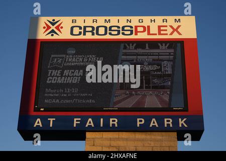 The CrossPlex marquee sign with graphic promoting the NCAA Indoor Track ...