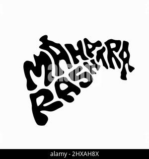 Maharashtra map typography in Marathi. Jai Shivaji (chhatrapati Shivaji ...