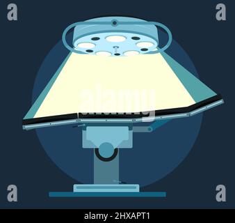 Patient on operating table. Cartoon operation theater under surgical ...