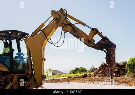 Jackhammer Attached To Backhoe Arm Stock Photo - Alamy
