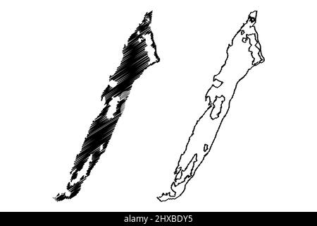 Ambergris Caye island (Belize, Cenrtal America, Caribbean islands) map vector illustration ...