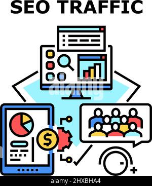 SEO increasing chart, illustration, vector on a white background Stock ...
