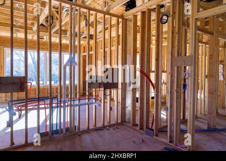 Blue and Red (Cold and Hot) Pex Water Pipes Stock Photo - Alamy