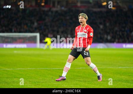 Ritsu Doan of PSV Eindhoven celebrates scoring their second goal during ...