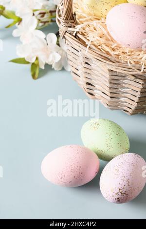 Template for Easter greeting card. Blank card with an envelope and ...