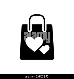 Gist bag with heart vector glyph icon. Graph symbol for retail web site ...