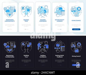 HR communicative skills night mode onboarding mobile app screen Stock ...