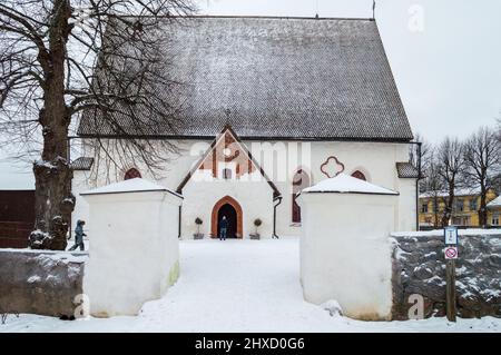 Porvoo, Finland, december 2021. Chathedral of Porvoo in winter time ...