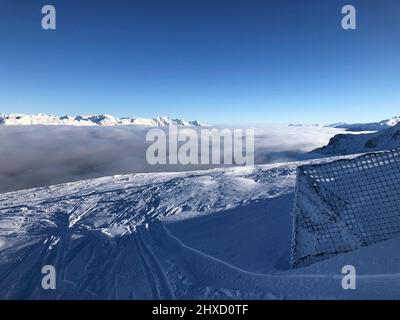 Winter mountains panorama with ski slope Stock Photo - Alamy