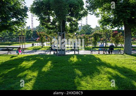 volksgarten park with roses on bright summer day, Vienna, Austria Stock ...