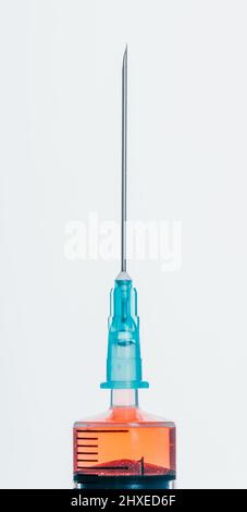 Shooting of woman and syringe with vaccine Stock Photo - Alamy