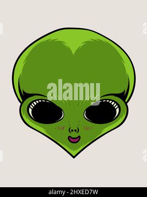 Cute kawaii alien face in water. Vector illustration Stock Vector Image ...