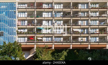 Berlin, Germany - September 09, 2021: Facade of a high-rise building ...