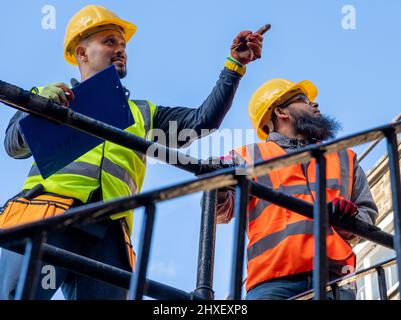 inspector or engineer is inspecting construction and quality assurance ...