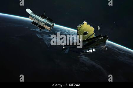 Hubble Space Telescope and James Webb Space Telescope size comparison ...