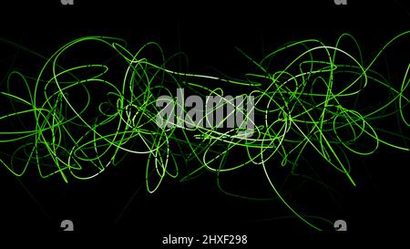 Tangled line moves on black background. Motion. Twisting tangled ...