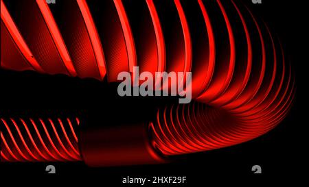 Curved 3d tube moves on black background. Design. Tube model moves ...