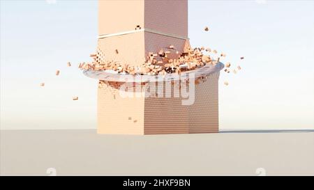 Computer generated small cubes from thin lines. 3d rendering abstract ...