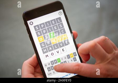 Berlin, Germany. 11th Mar, 2022. A person plays with the app of an ...