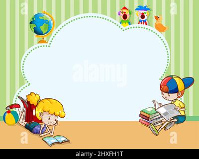 Border template with kids reading illustration Stock Vector Image & Art ...