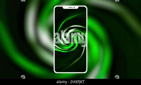 Hypnotic animation on phone screen. Motion. Hypnotic spiral on phone ...