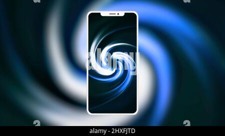 Hypnotic animation on phone screen. Motion. Hypnotic spiral on phone ...