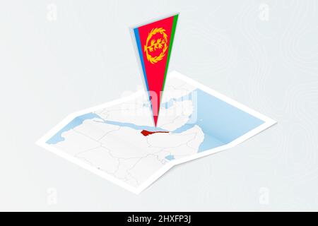 Isometric map and flag of Eritrea. 3D isometric shape of Eritrea. Vector Illustration Stock ...