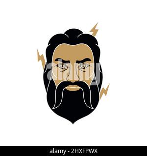 Zeus Face Logo Ancient God from Greek Mythology Man Beard Laurel ...