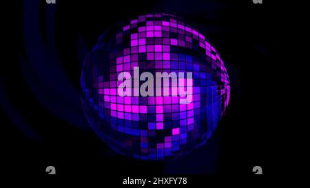 Abstract slowly spinning disco ball reflecting colorful squares. Motion ...