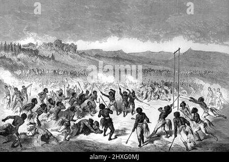 Native Americans playing a ball game similar to lacrosse, near Fort ...