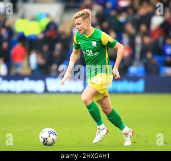 Ali McCann of Preston North End passes the ball forward during the Sky ...