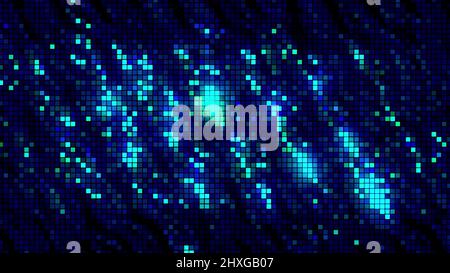 Mosaic or pixelated background with blue flashing particles. Motion ...