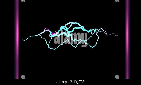 Movement of electrical discharges on black background. Design. Device ...