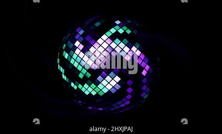 Abstract slowly spinning disco ball reflecting colorful squares. Motion ...