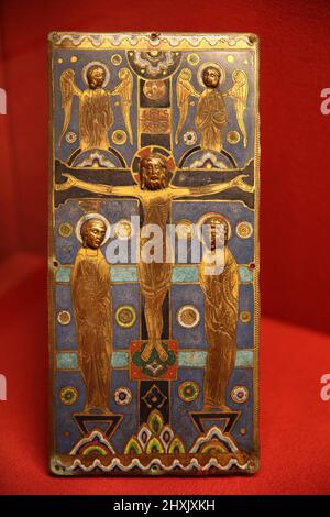 A French figure of Christ crucified, Limoges, 13th century Bronze. Well-elaborated figure, the ...