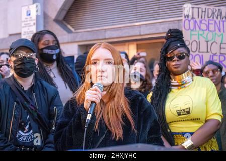 Patsy Stevenson speaks during the demonstration. Activists attend a ...
