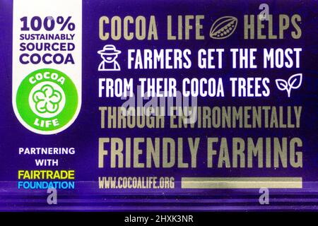 100% sustainably sourced cocoa - Cocoa Life symbol CocoaLife on packet ...
