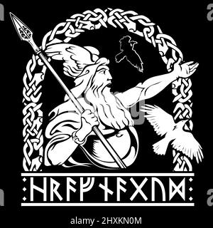 Viking, design. Vintage pattern and the name of the Old Norse god Vidar ...