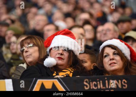 Wolverhampton Wanderers fans wearing festive jumpers during the Premier ...
