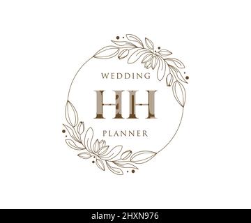 HH Initials letter Wedding monogram logos collection, hand drawn modern ...