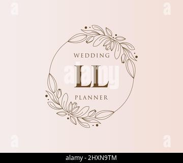 LL Initials letter Wedding monogram logos template, hand drawn modern ...