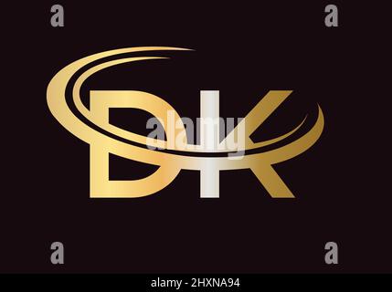 premium DK logo monogram with gold circle frame. luxury initials design ...