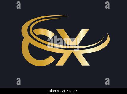 premium CX logo monogram with gold circle frame. luxury initials design ...