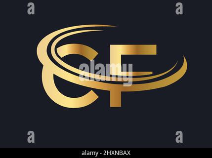 premium CF logo monogram with gold circle frame. luxury initials design ...