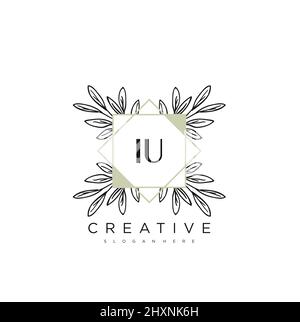 premium IU logo monogram with gold circle frame. luxury initials design ...